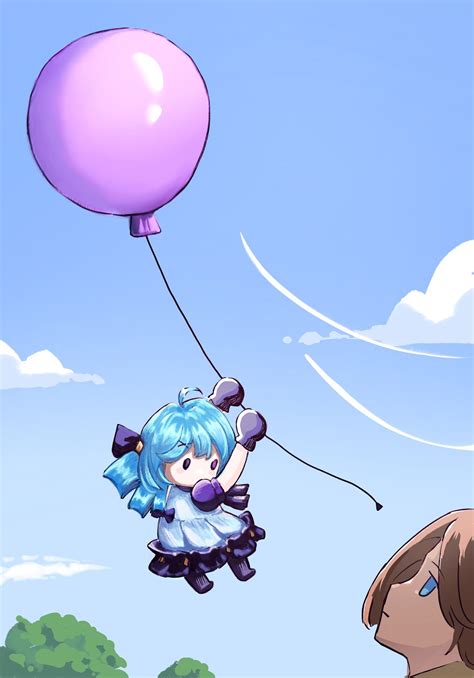 Mian 135 Gwen League Of Legends League Of Legends Highres 1girl 1other Ahoge Balloon