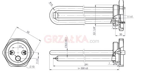Grzałka 1500W / 230V / L 300mm / 1¼” (id:88) - Grzałka.com