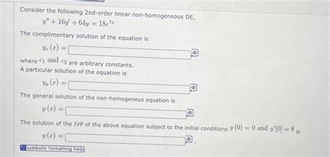 Solved Consider the following 2nd-order linear | Chegg.com