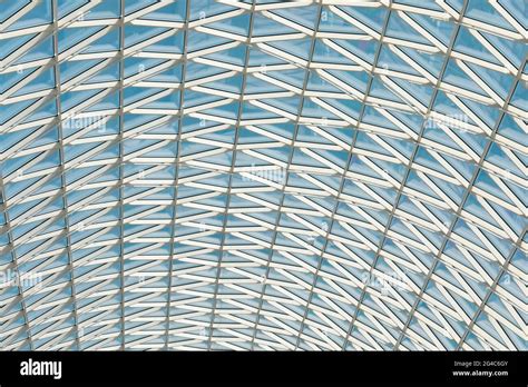 Glass Roof Of Modern Building Made Triangular Pieces Geometric Shapes