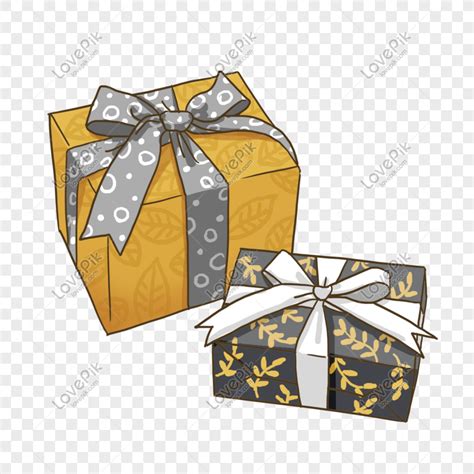 두 가지 아름다운 손으로 그린 선물 상자 Png 무료 자료 Png 일러스트 무료 다운로드 Lovepik