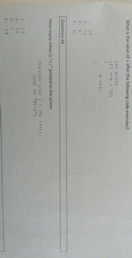 Solved What Is The Value Of X After The Following Code