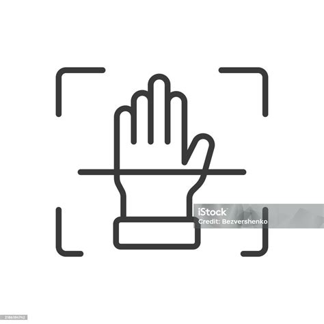 Hand Scanning Icon In Line Design Hand Scanning Biometrics Fingerprint