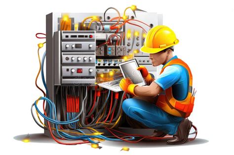 Electrical Engineer During The Work 3d Colorful Illustration Generative Ai Stock Illustration