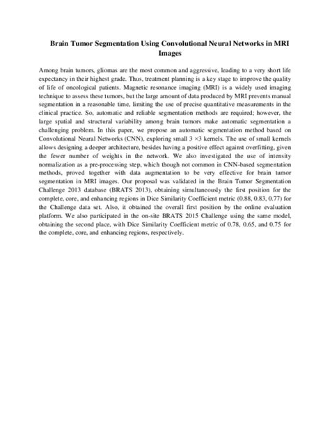 Pdf Brain Tumor Segmentation Using Convolutional Neural Networks In Mri Images Victor Alves