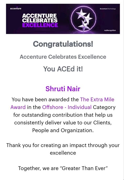 Shruti Nair On Linkedin Accentureindia Recognitionawards 27 Comments