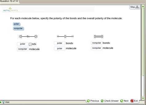 Solved For each molecule below, specify the polarity of the | Chegg.com