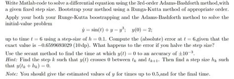 A Write Matlab Code To Solve A Differential Equation