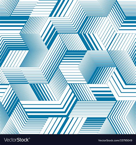 Seamless Isometric Lines Geometric Pattern 3d Vector Image