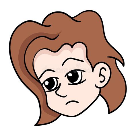 Innocent Face Female Head Avatar Illustration Stock Vector