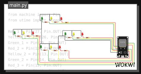ไฟจราจร4เเยก Wokwi Esp32 Stm32 Arduino Simulator
