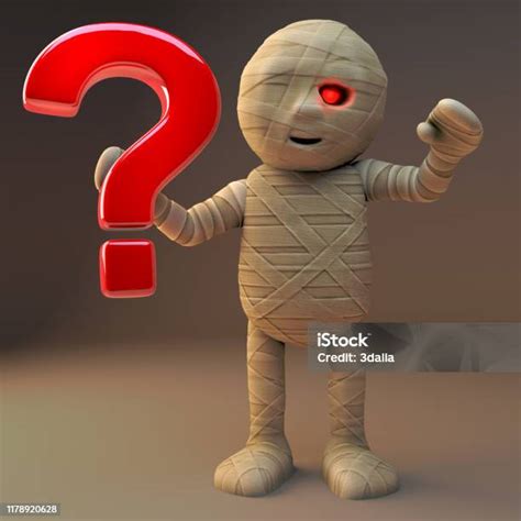 물음표 기호 3d 삽화를 들고 만화 3d 이집트 미라 할로윈 괴물 귀신에 대한 스톡 사진 및 기타 이미지 귀신 물음표 개념 Istock