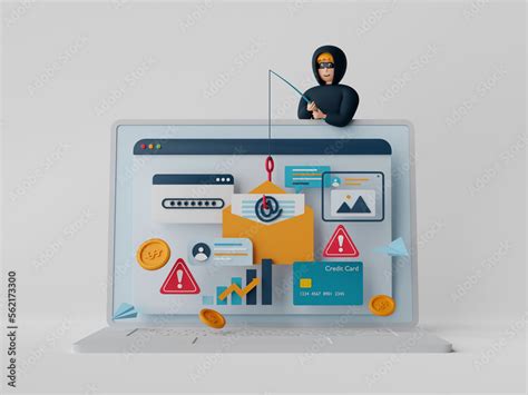 3d Illustration Of Data Phishing Concept Hacker And Cyber Criminals