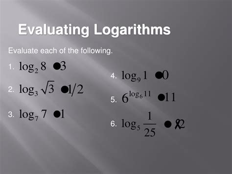 Ppt Mastering Logarithms Properties Evaluations And Solving Equations Powerpoint