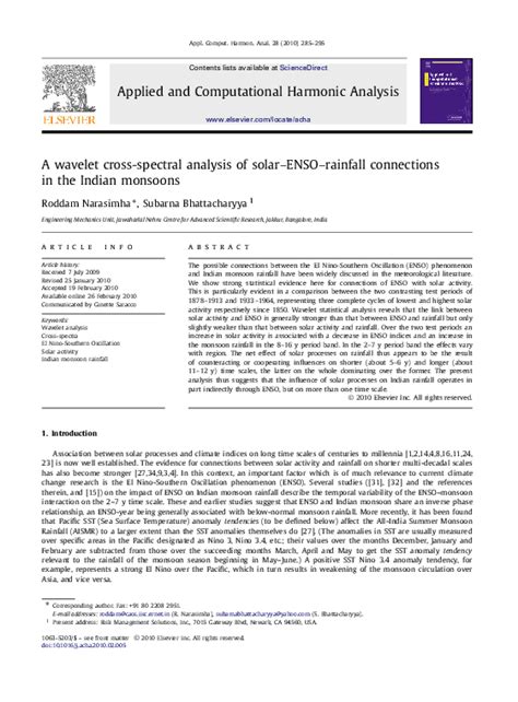 Pdf A Wavelet Cross Spectral Analysis Of Solarensorainfall