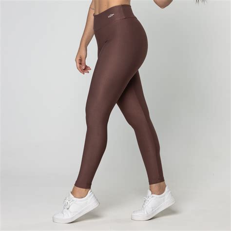 Legging Fitness Feminina Academia Poliamida Textura Marrom Lot Fitness