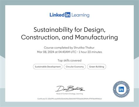 shrutika thakur on linkedin certificate of completion