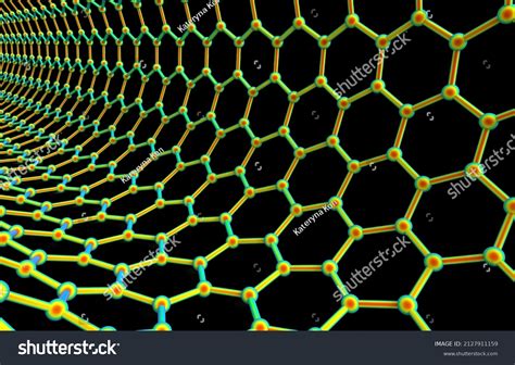 Carbon Nanotube 3d Illustration Showing Hexagonal Stock Illustration