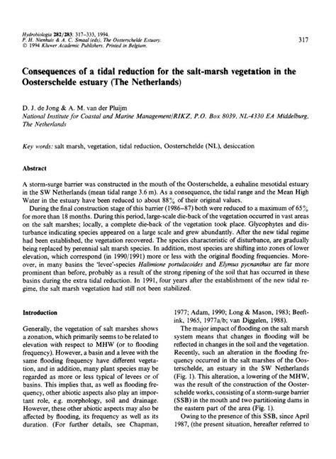 Consequences Of A Tidal Reduction For The Salt Marsh Vegetation In The