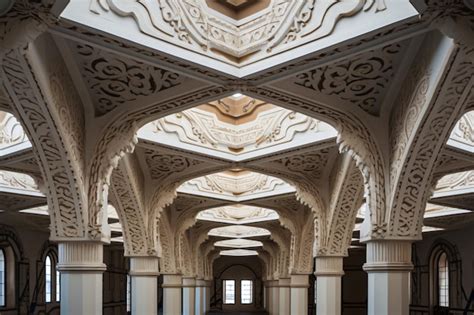Premium Photo Ceiling With Patterns And Pillars Generative Ai