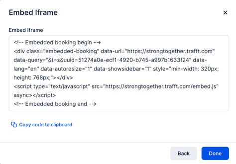how to embed the trafft booking form into your website