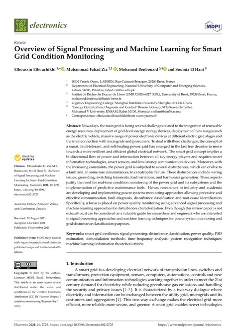 Pdf Overview Of Signal Processing And Machine Learning For Smart Grid