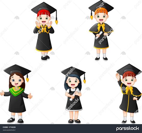 بچه کارتونی با لباس فارغ التحصیلی با ژست های مختلف 1718229