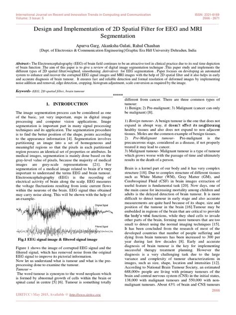 Pdf Design And Implementation Of 2d Spatial Filter For Eeg And Mri Segmentation Dokumentips