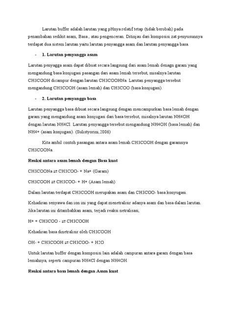 Larutan Buffer Adalah Larutan Yang Phnya Relatif Tetap Pdf