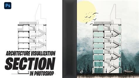 Architectural Section Rendering In Photoshop Beginners Level Youtube