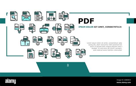 Pdf Electronic File Landing Header Vector Stock Vector Image And Art Alamy