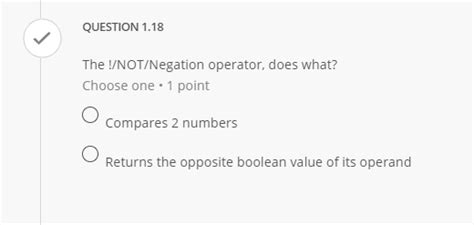 Solved Question 118 The Notnegation Operator Does What