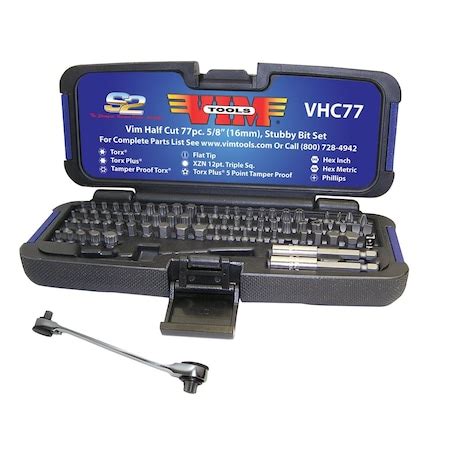 Vim Products VIM Tools 77 Piece Half Cut Stubby Bit Set VHC77 Zoro