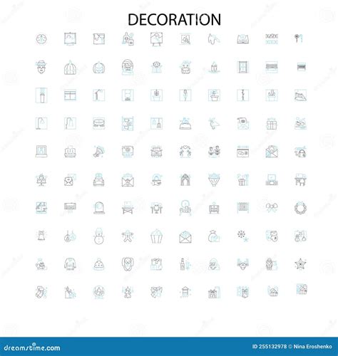Decoration Icons Signs Outline Symbols Concept Linear Illustration