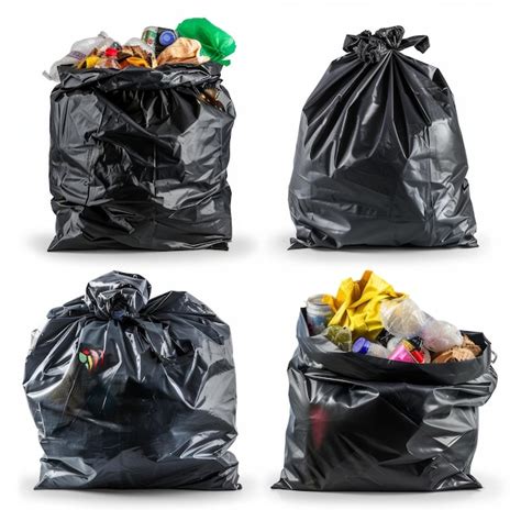 Trash Bags Set Full Plastic Garbage Containers Polyethylene Rubbish Bag