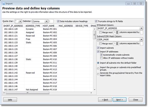 client tools importing data previewing data and defining keys
