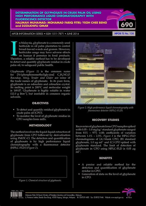 Pdf Determination Of Glyphosate In Crude Palm Oil Using Mytotv3wp