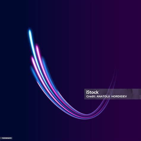 혜성은 파랗게 날아간다 추상적인 하얀 물결 네온 흐릿한 곡선이 있는 벡터 마법의 빛나는 별 조명 효과 반짝이는 반투명 혜성 보케 소용돌이 곡선의 효과 곡선에 대한 스톡 벡터