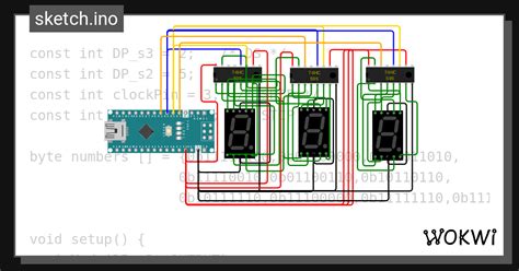 3 Shift Register 7 Segment Indicator Wokwi Esp32 Stm32 Arduino