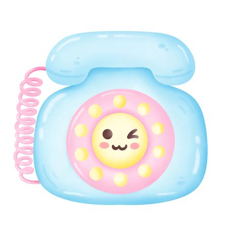 Cute Telephone Cartoon Illustration PNG