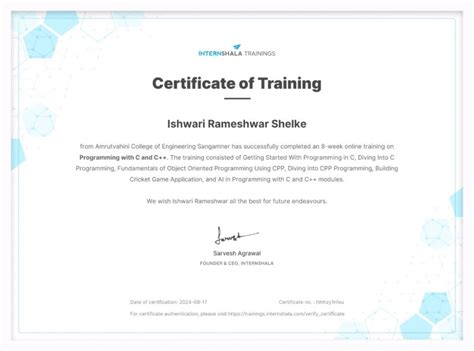 Ishwari Shelke On Linkedin Cpp Programming Internshala Learning