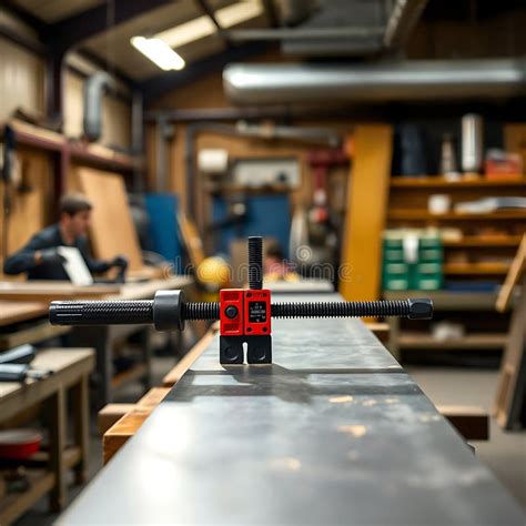 A Photo Of A Bench Clamp Securing A Metal Sheet On A Workbench With A