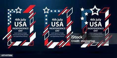 미국 독립의 날입니다 텍스트 프레임의 7 월의 제 4입니다 현대 미술 그래픽입니다 동적 수직 프레임 세련 된 배경입니다 7월에 대한 스톡 벡터 아트 및 기타 이미지 Istock