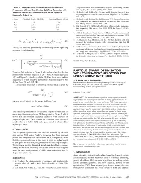 Pdf Particle Swarm Optimization With Tournament Selection For Linear Array Synthesis