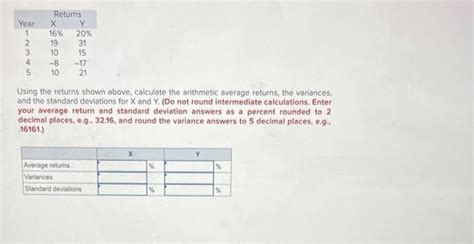 Solved Answer Using The Returns Shown Above Calcul