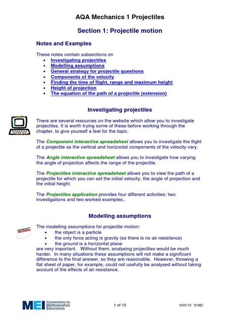 Projectile Motion Pdf Trajectory Trigonometric Functions