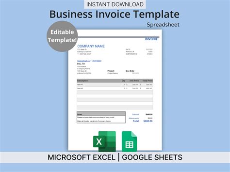 Editable Invoice Template Excel