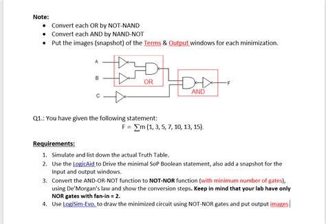 Solved Note Convert Each OR By NOT NAND Convert Each AND By Chegg