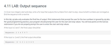 Solved 411 Lab Output Sequence 1 Given Two Integers