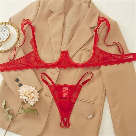 賣爆瞭 新款法式性感蕾絲內衣女透明胸罩露乳開檔丁字褲誘惑超薄文胸套裝 Lmny 蝦皮購物